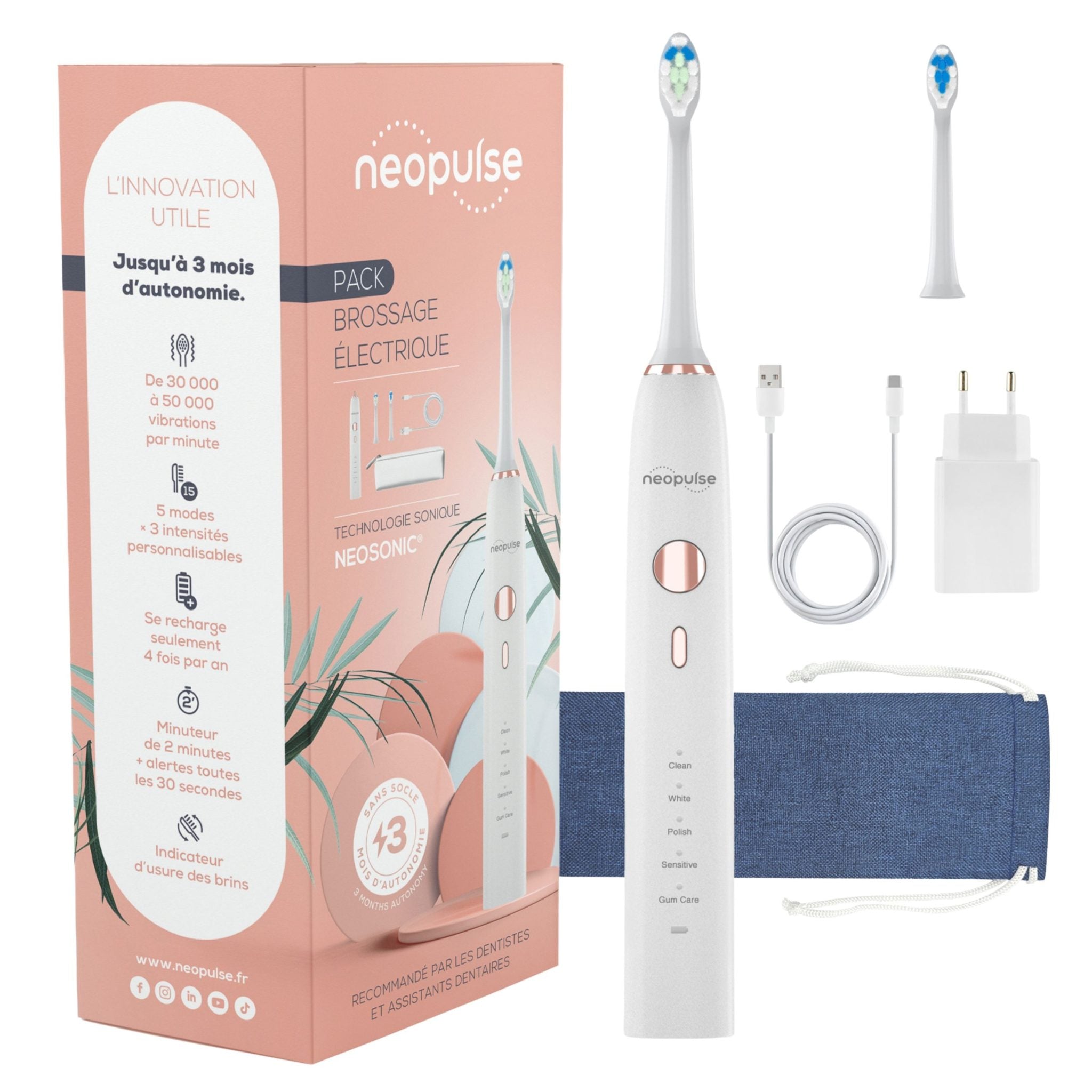 NEOPULSE BROSSE ELECTRIQUE NEOSONIC BLANC – ParaRenaissance